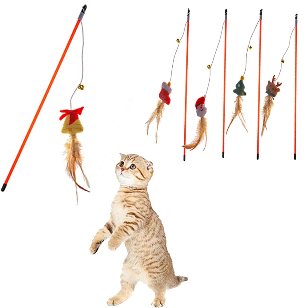 Windfall Feather Teaser with Belll Exercise Training Plush Funny Cat ...