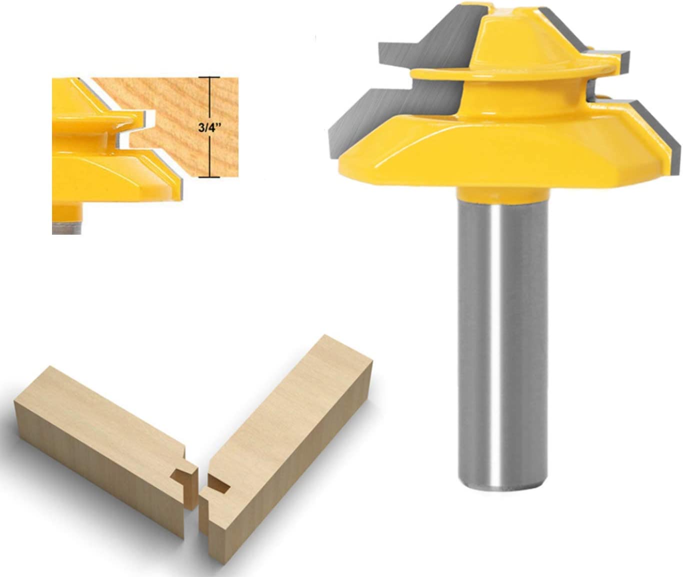 Buy 45 Degree Lock Miter Router Bit 12.7mm, APLUS Woodworking Milling ...