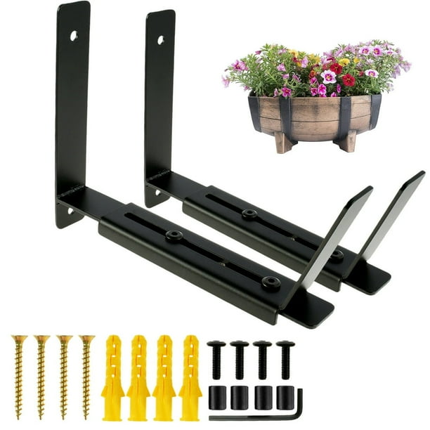 EIMELI 2Pcs Planter Box Bracket Adjustable Flower Box Holder Carbon ...
