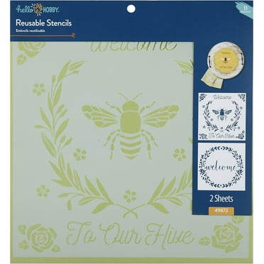 Hello Hobby Borders and Flowers Art Cardstock Stencil (2 Pieces ...