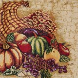 Violet Linen Fall Harvest Thanksgiving Autumn Leaves Sunflowers Fruits ...