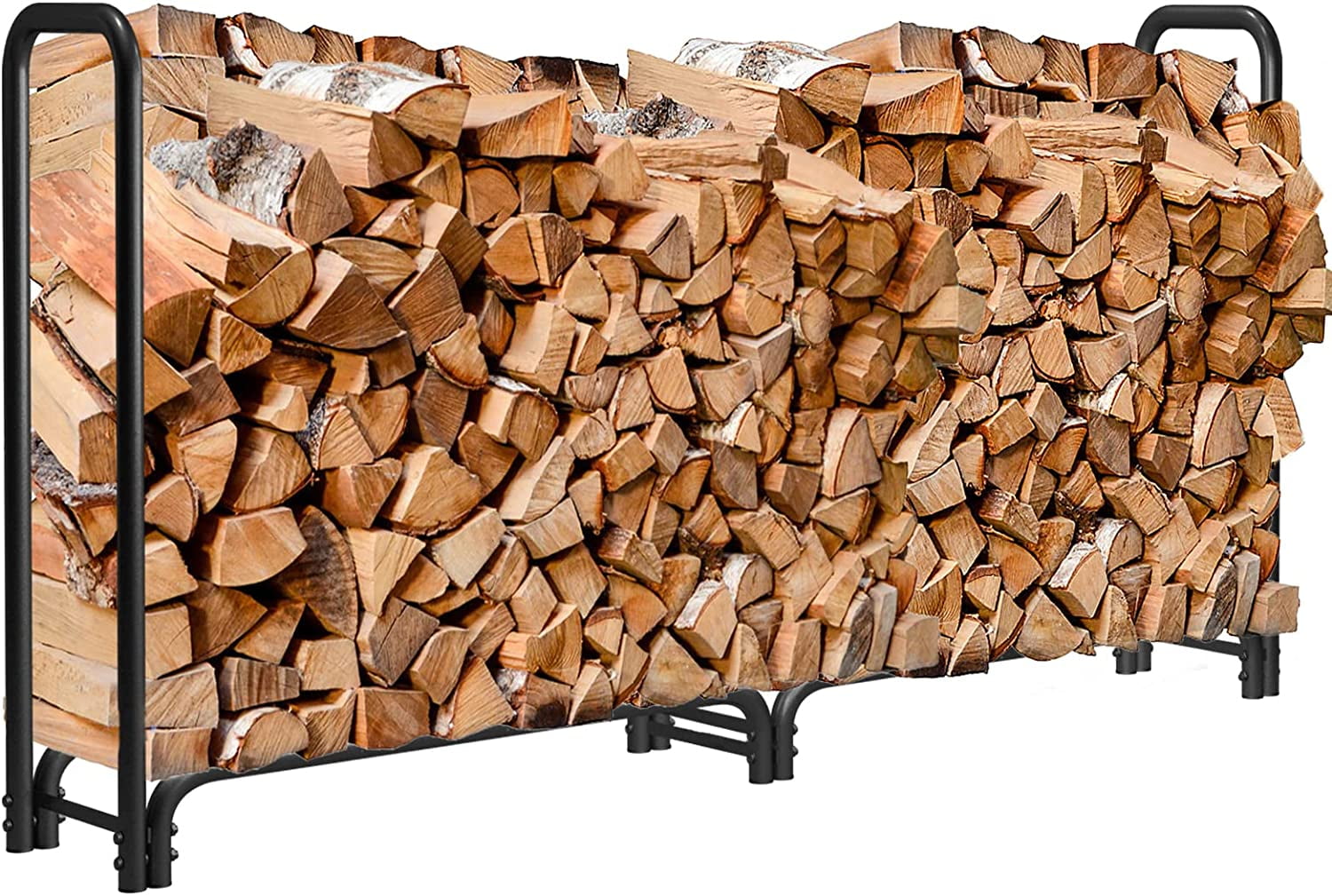 8FT Firewood Rack Outdoor Log Holders for Fire wood Wrought Iron Lumber ...