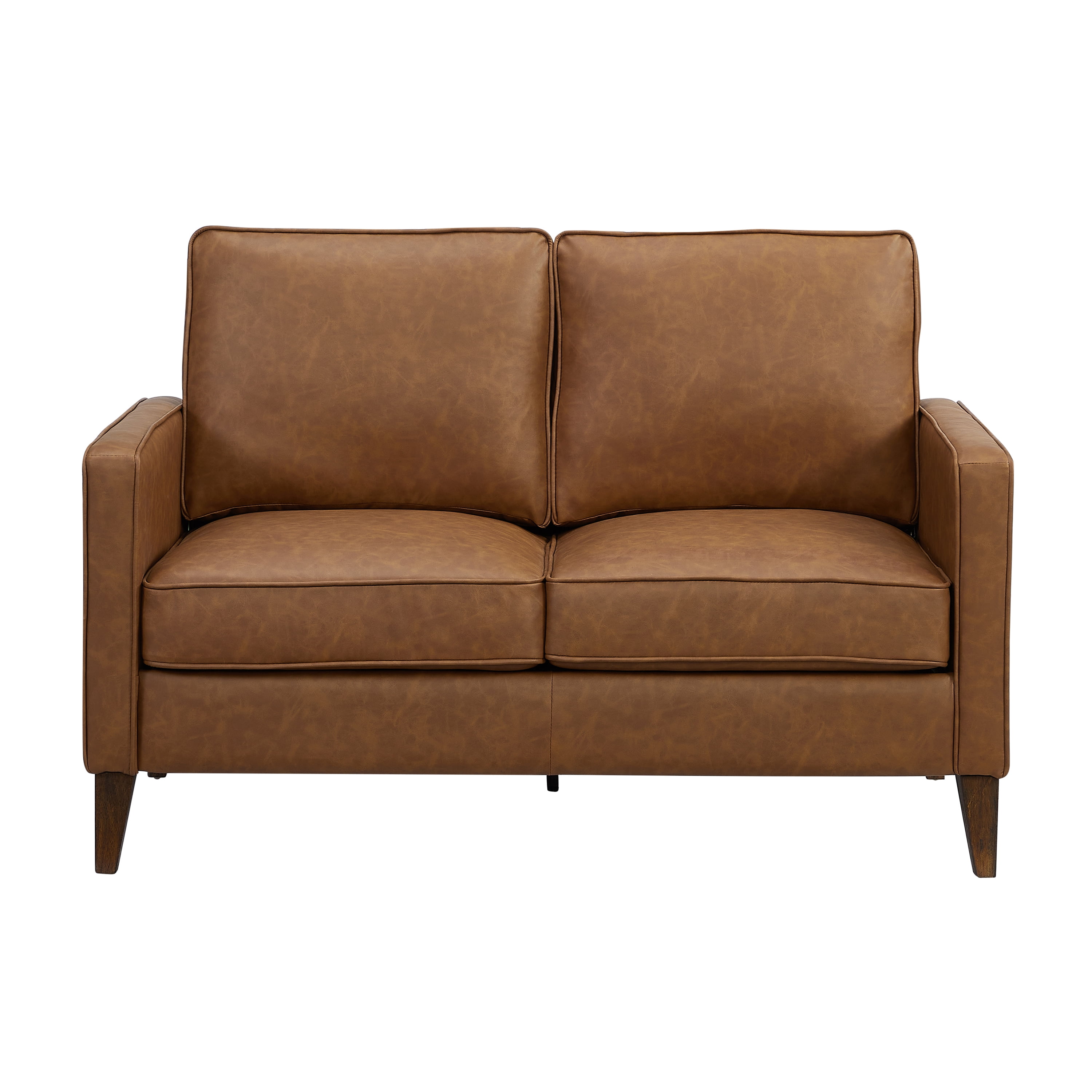Jianna Faux Leather Loveseat Saddle Brown Walmart