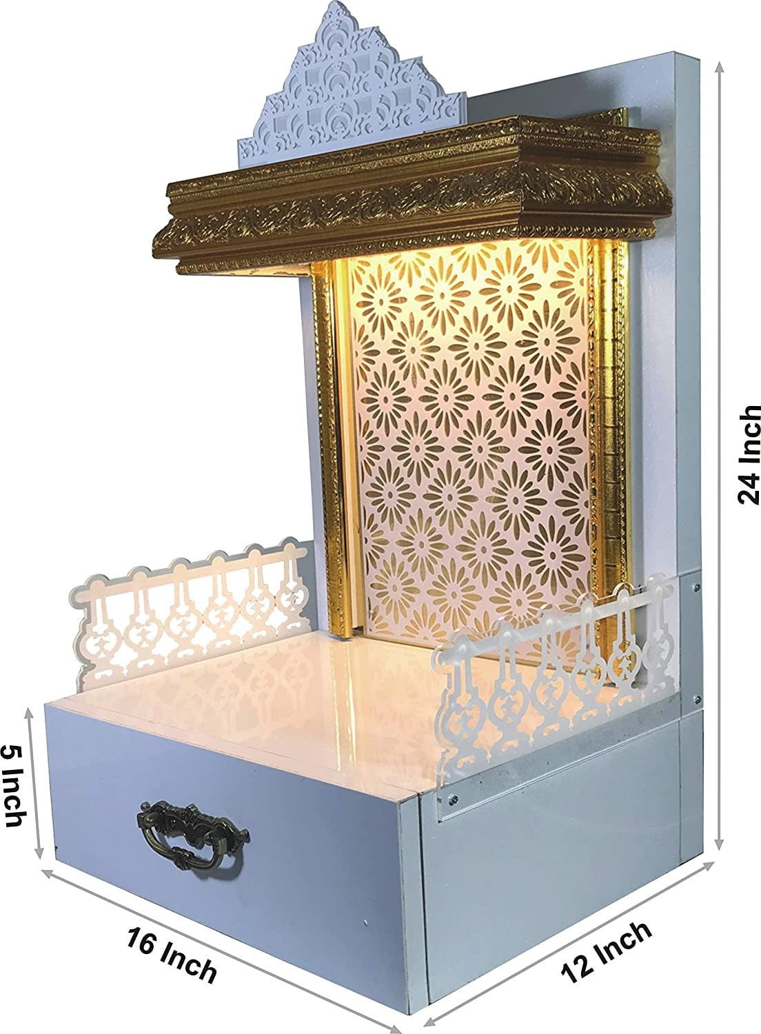 Customized Wooden Temple with LED Lights For Home and Office Home ...