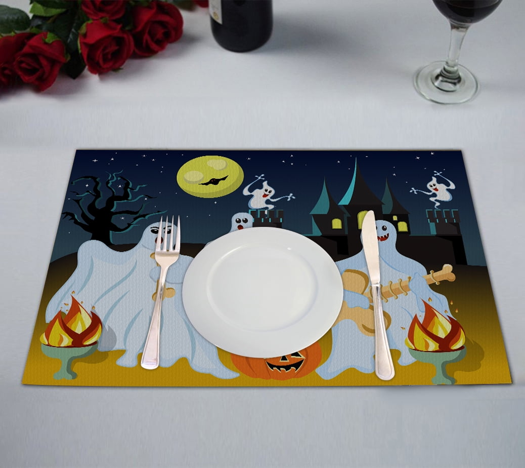 YKCG Halloween Party Fantasy Ghost Moon Placemats Size 12x18 inches,Set ...