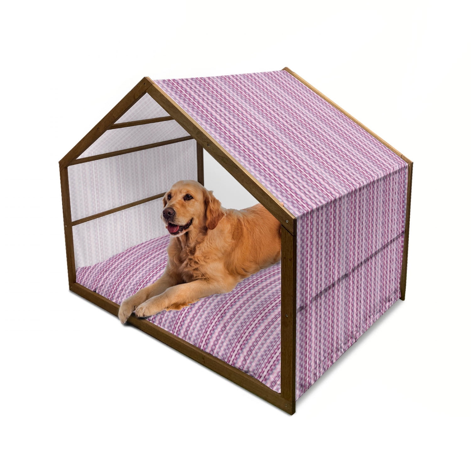 Polka Dot Pet House, Vertical Stripes in Color Shades with Faded Big ...