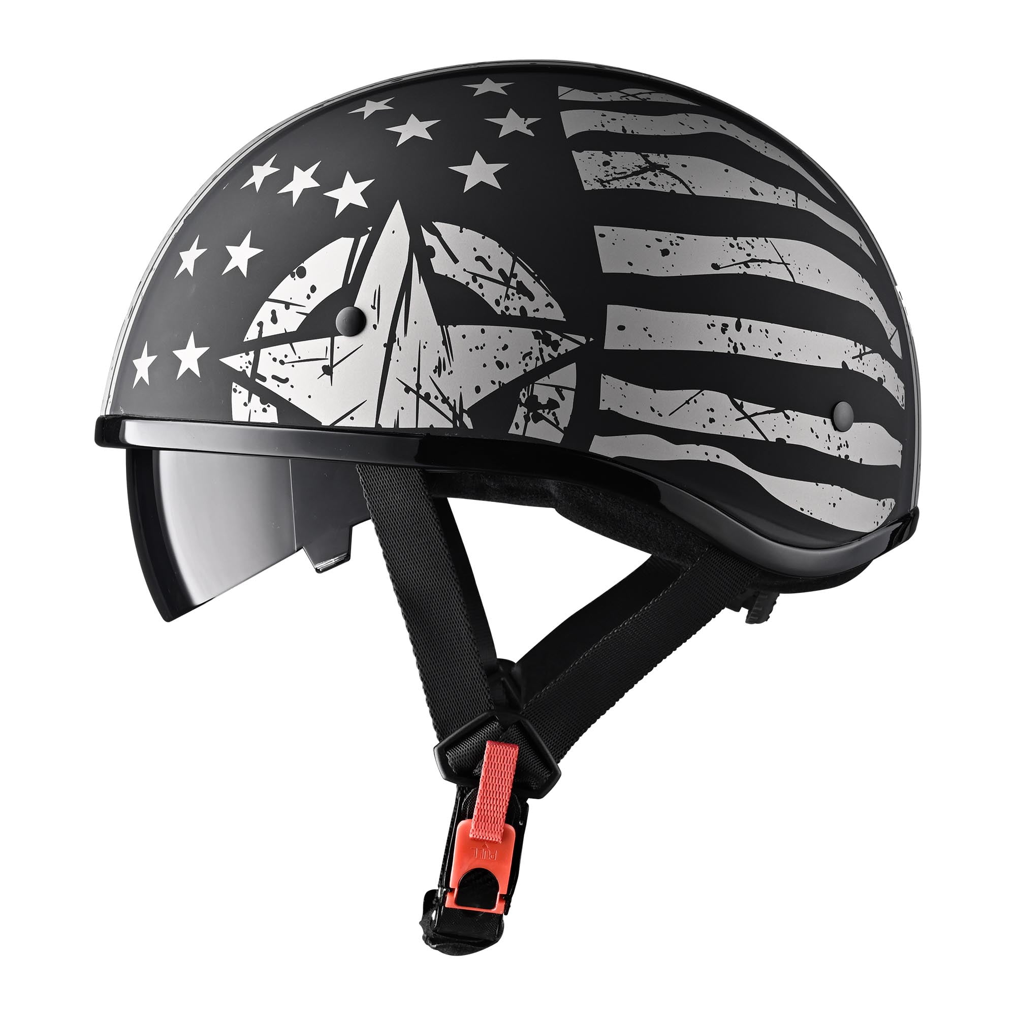 AHR Half Face Motorcycle Helmet with Sun Visor DOT Approved for Bike ...