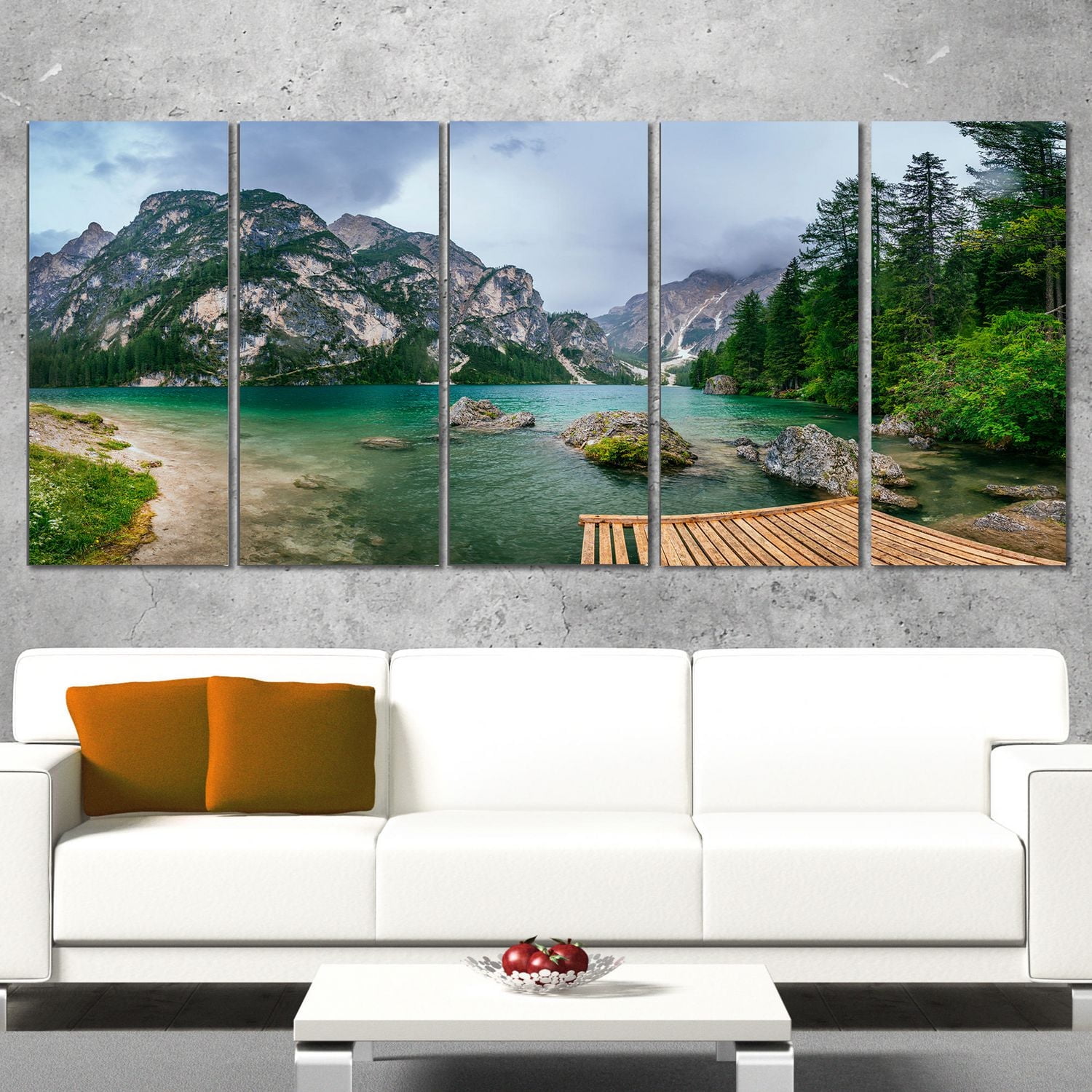 Click here for Designart Design Art Lake Between Mountains Landsc... prices