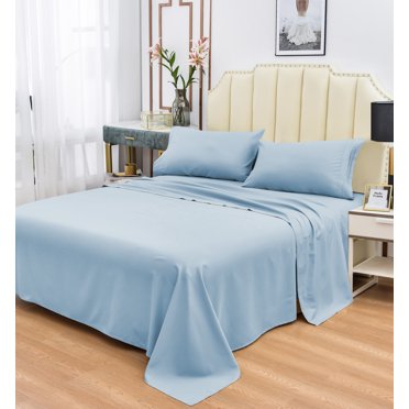 Rayon Bamboo Sheets Set Twin Light Blue Sheets Deep Pocket 3 Piece ...