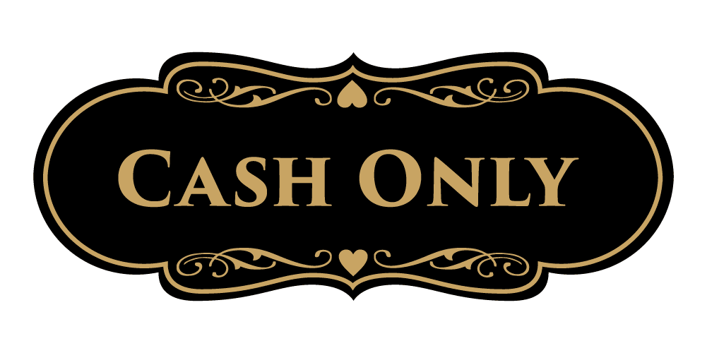 Designer Cash Only Sign (Black /Gold) - Small - Walmart.com