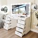 Ibbie Pro Modern Lighted Vanity Table, White 11 Drawers USB Port ...