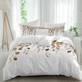 4 Piece Duvet Cover Set Cal king, Watercolor Brown Eucalyptus Leaves ...
