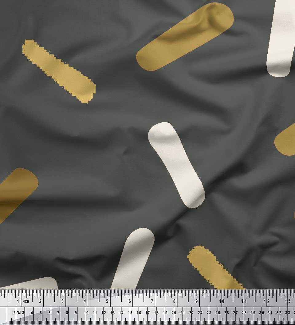 Soimoi Gray Cotton Duck Fabric Brush Stroke Abstract Print Fabric by ...