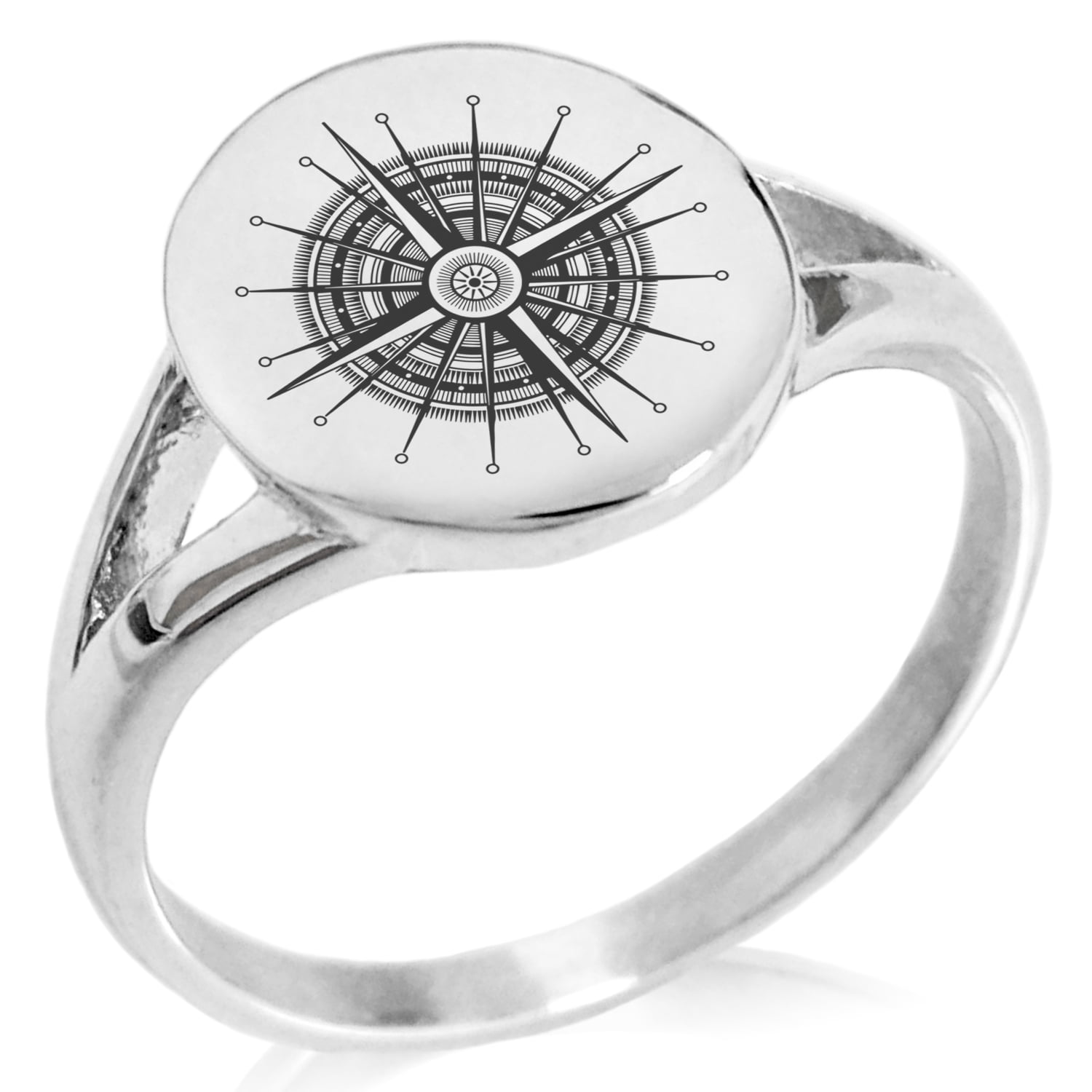 Stainless Steel Nautical Needle Dial Compass Minimalist Oval Top ...