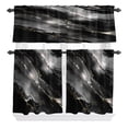 Abstract Marble Texture Curtain Tier and Valance Set 3 Piece,Black Grey ...