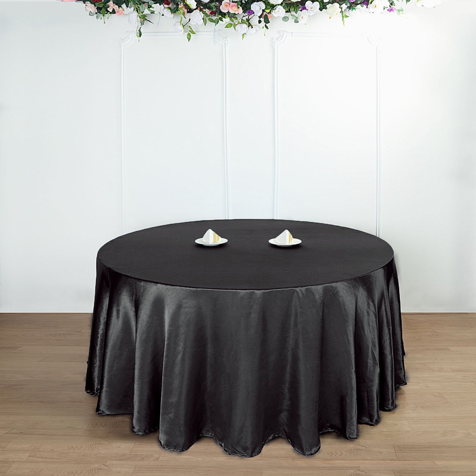 BalsaCircle 108" Round Satin Tablecloth Black Round Table Linen ...