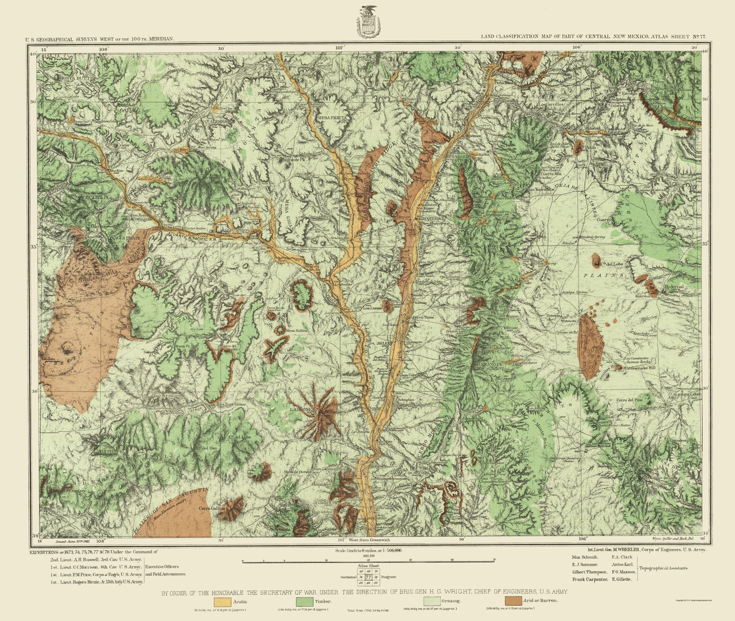 Topo Map - Central New Mexico Land Classification Sheet - US Army 1882 ...