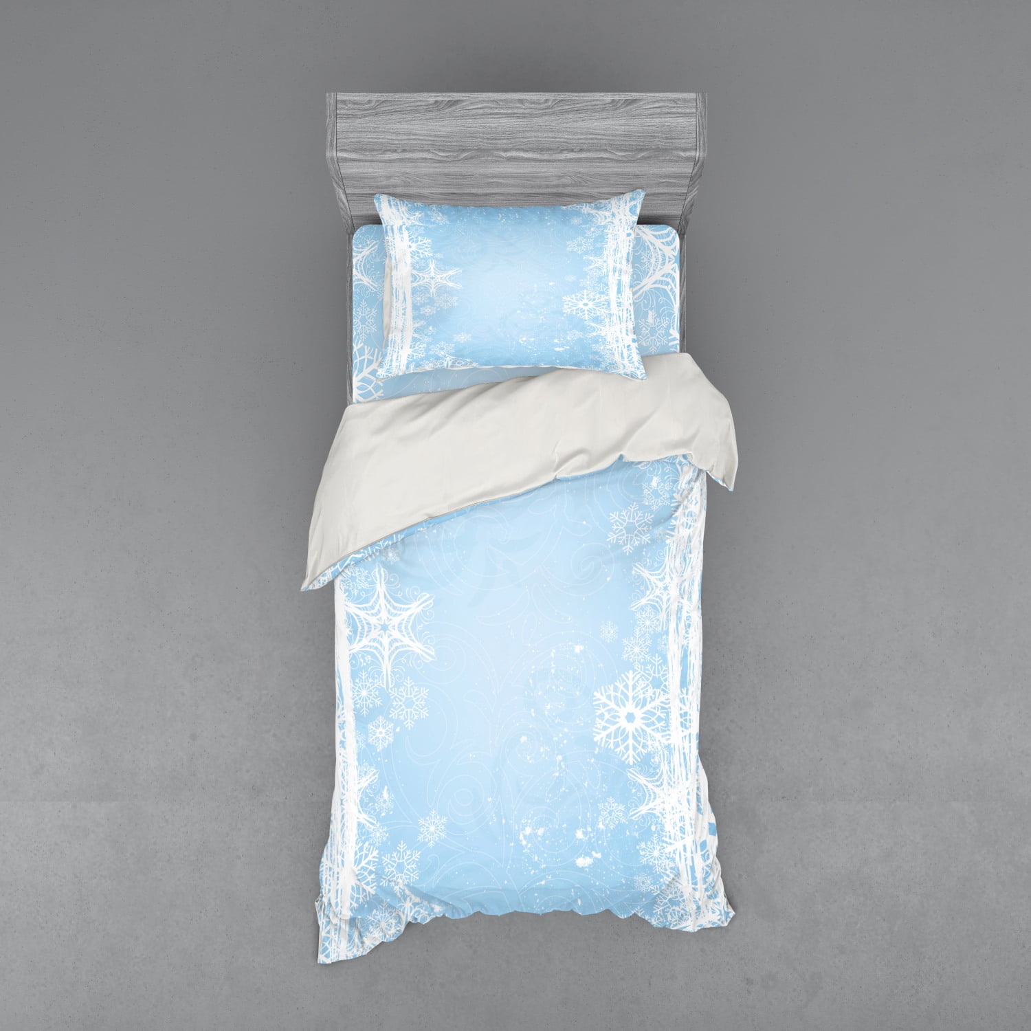 Winter Duvet Cover Set, Abstract Christmas Themed Snowflake Pattern on ...