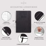 Skyline Accounting Ledger Book, Large 7x10 inches, Columnar Log Journal ...