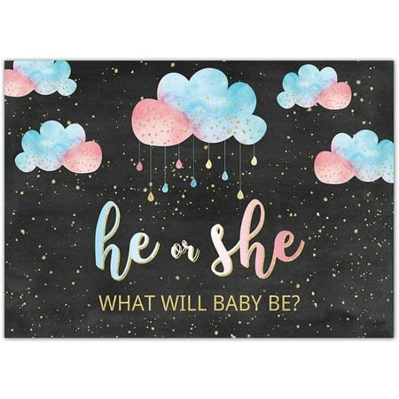 YOITEA 7x5FT Rain Cloud Gender Reveal Party Backdrop Blue or Pink ...