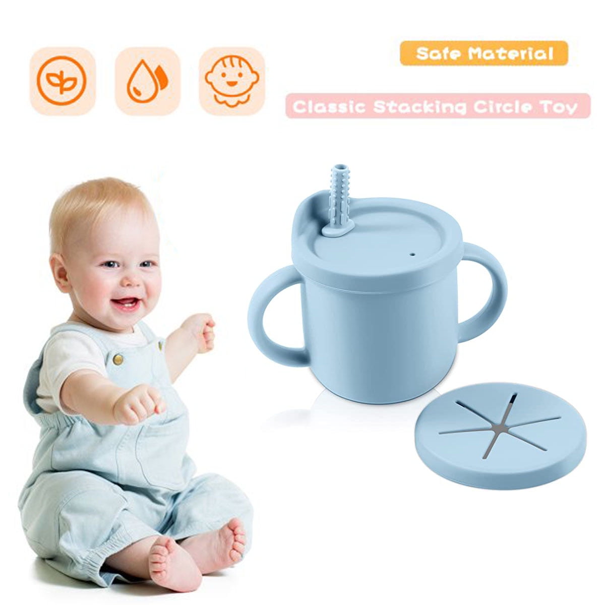 Baby Straw Cup Learn To Drink Drop-Proof Cup Straw Water Cup Silicone ...