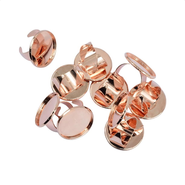 10 Pieces Empty Ring Blank Cabochon Settings Base 25mm Brass Rose Gold ...