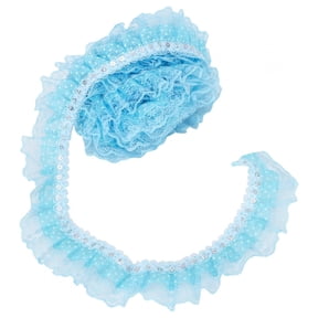 10Yards Ruffled Elastic Trim Sky Blue Tulle Trim Fabric Stretch Ruffle ...