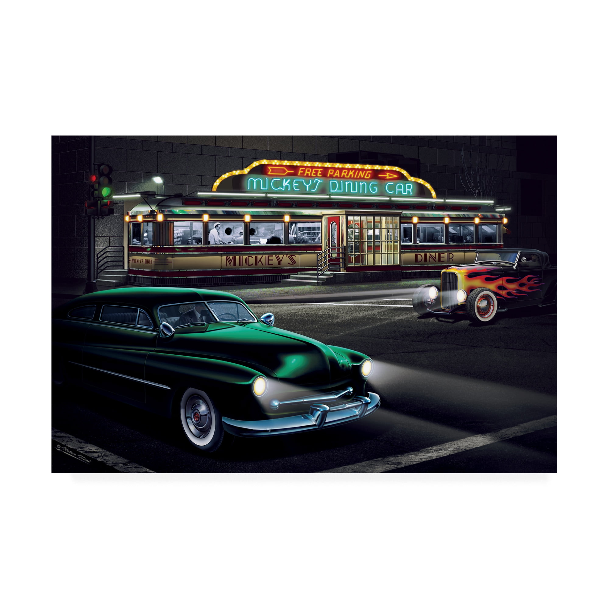 Trademark Fine Art 'Diners and Cars II' Canvas Art by Helen Flint ...
