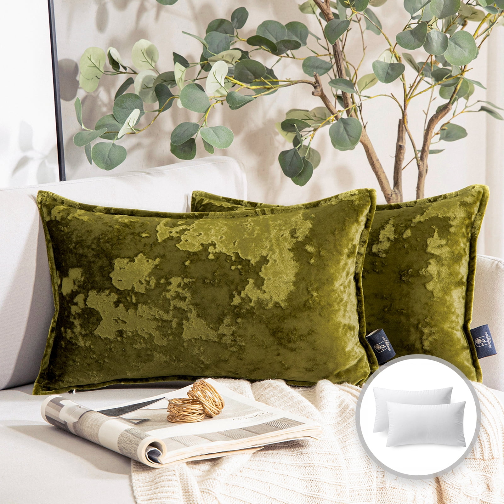 Phantoscope Shiny Crushed Velvet with Trim Series Decorative Throw ...