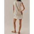 Beige Womens Sleeveless Tie-Side Embroidered Lace Trim Boho Flowy Mini ...