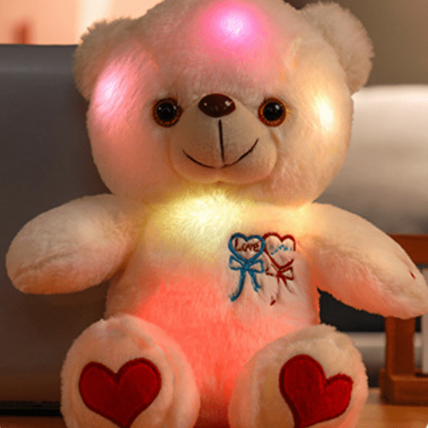 12 Inch Light up Valentine's Day White Teddy Bear LED Plush Toy Soft ...