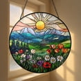 Wildflower Valley Sunrise Stained Glass Style Suncatcher Window Hanging ...
