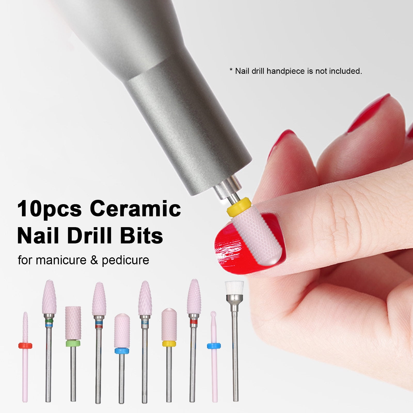 10pcs Ceramic Nail Drill Bits Pedicure & Manicure Drill Bit Set with ...