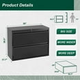 SOLAURA 2 Drawer Steel Lockable Lateral File Cabinet, Large Capacity ...