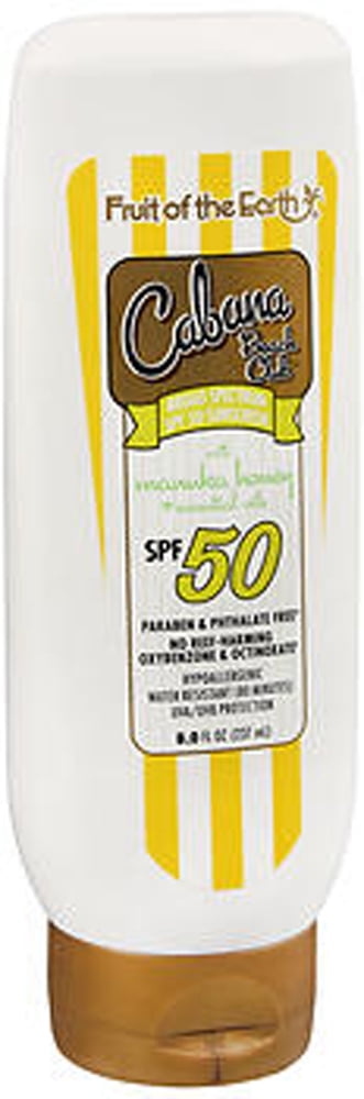 Fruit of the Earth Cabana Beach Club SPF 50 Sunscreen with Manuka Honey ...