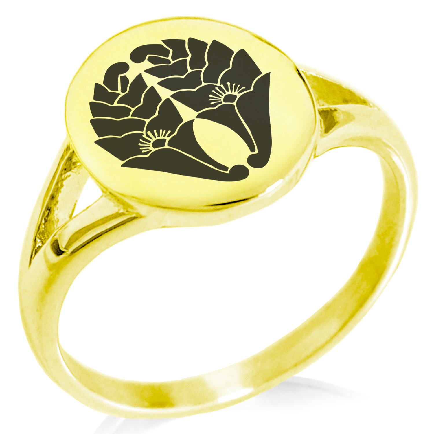 Stainless Steel Nabeshima Samurai Crest Minimalist Oval Top Polished ...