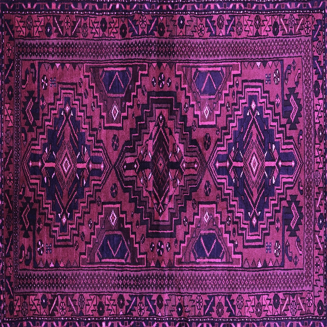 Ahgly Company Indoor Square Persian Purple Traditional Area Rugs, 6 ...