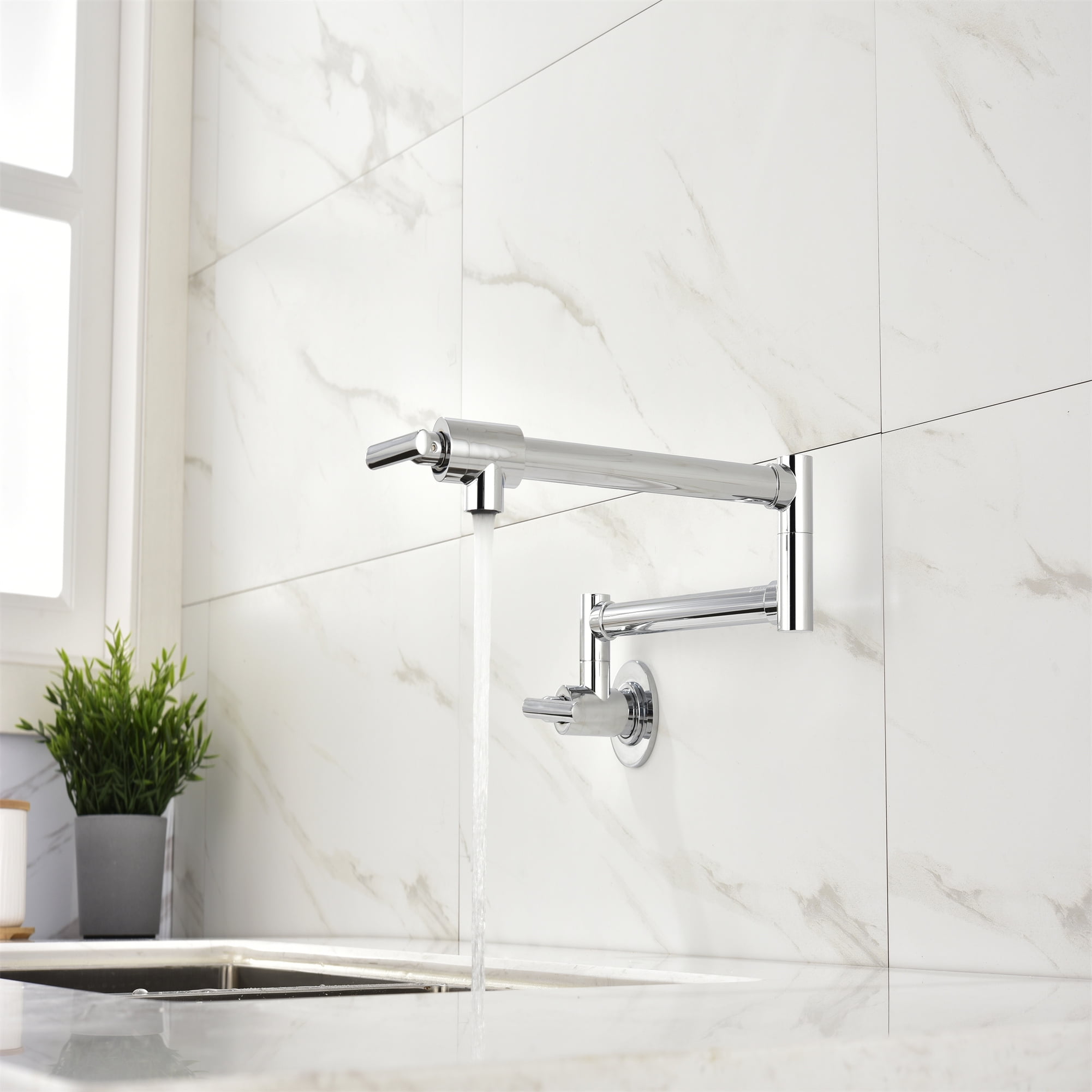 Cfowner Pot Filler Folding Faucet for Bar, Wall Mount Kitchen Faucet ...