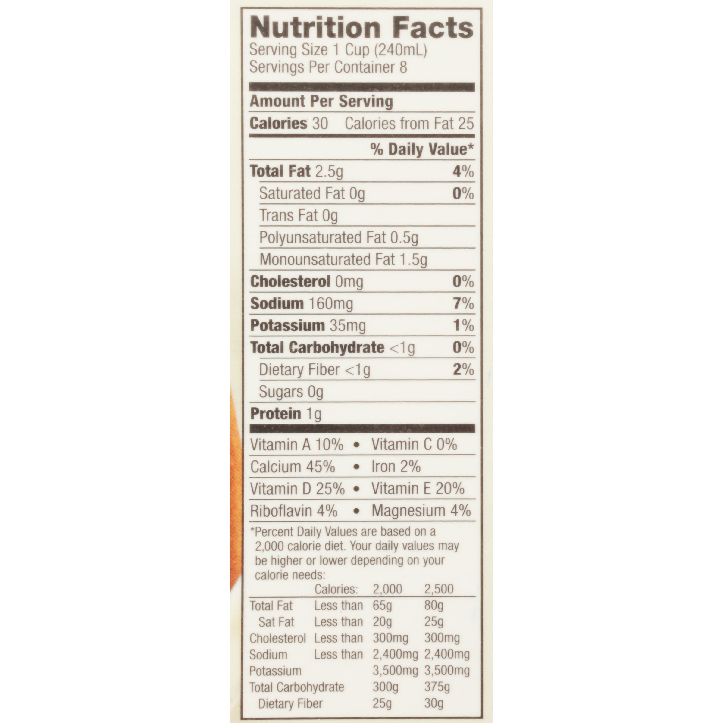 Almond Milk Nutrition Facts Label | Besto Blog