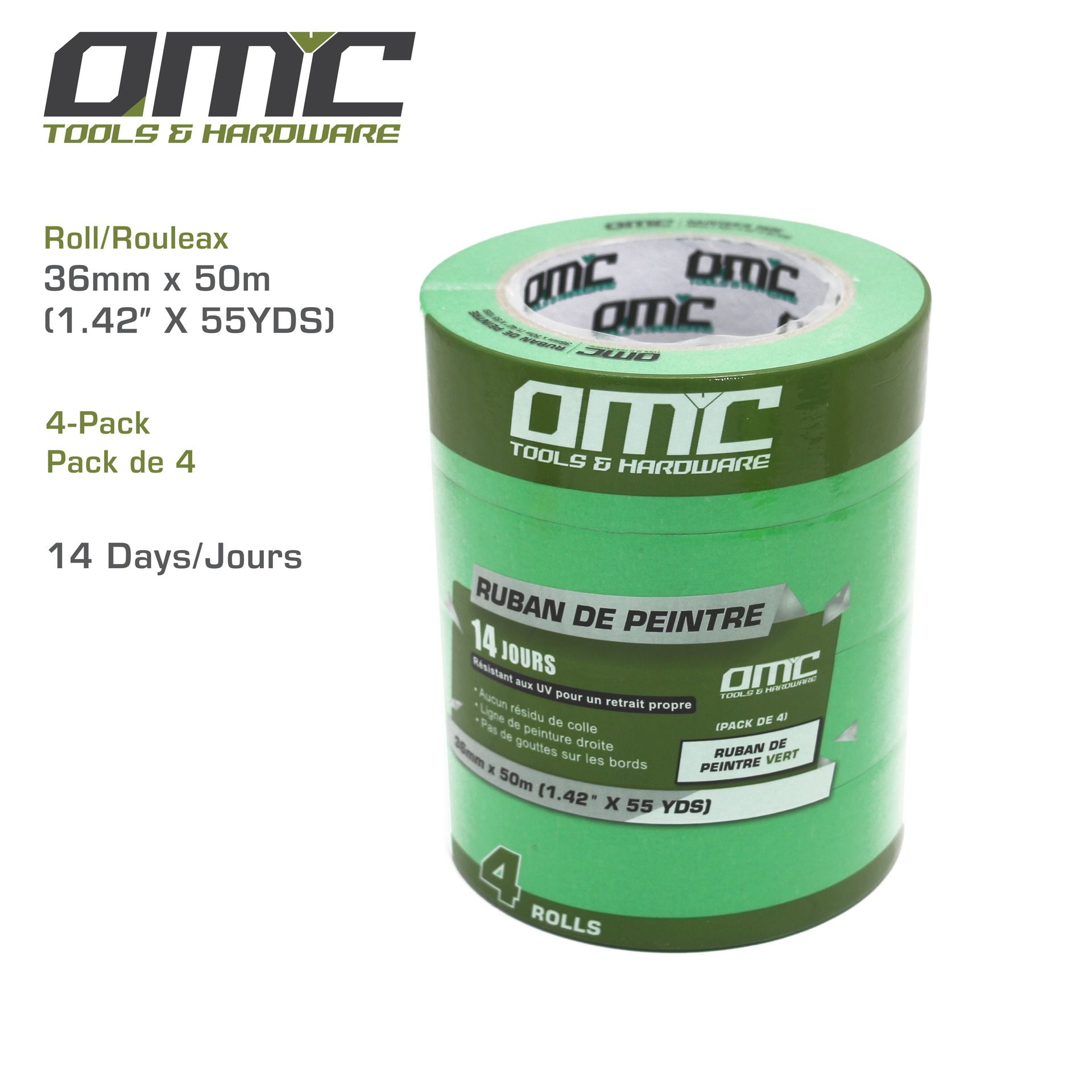 Click here for Omc Tools Green Painters Tape (4-Pack) 1.42X55 Yds... prices