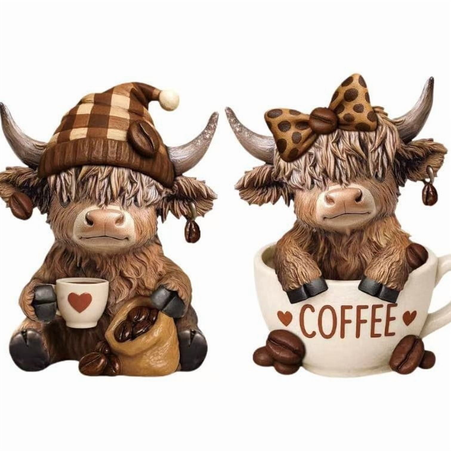 Click here for Amzcrzy Highland Cow Figurine Ornament Decorating... prices