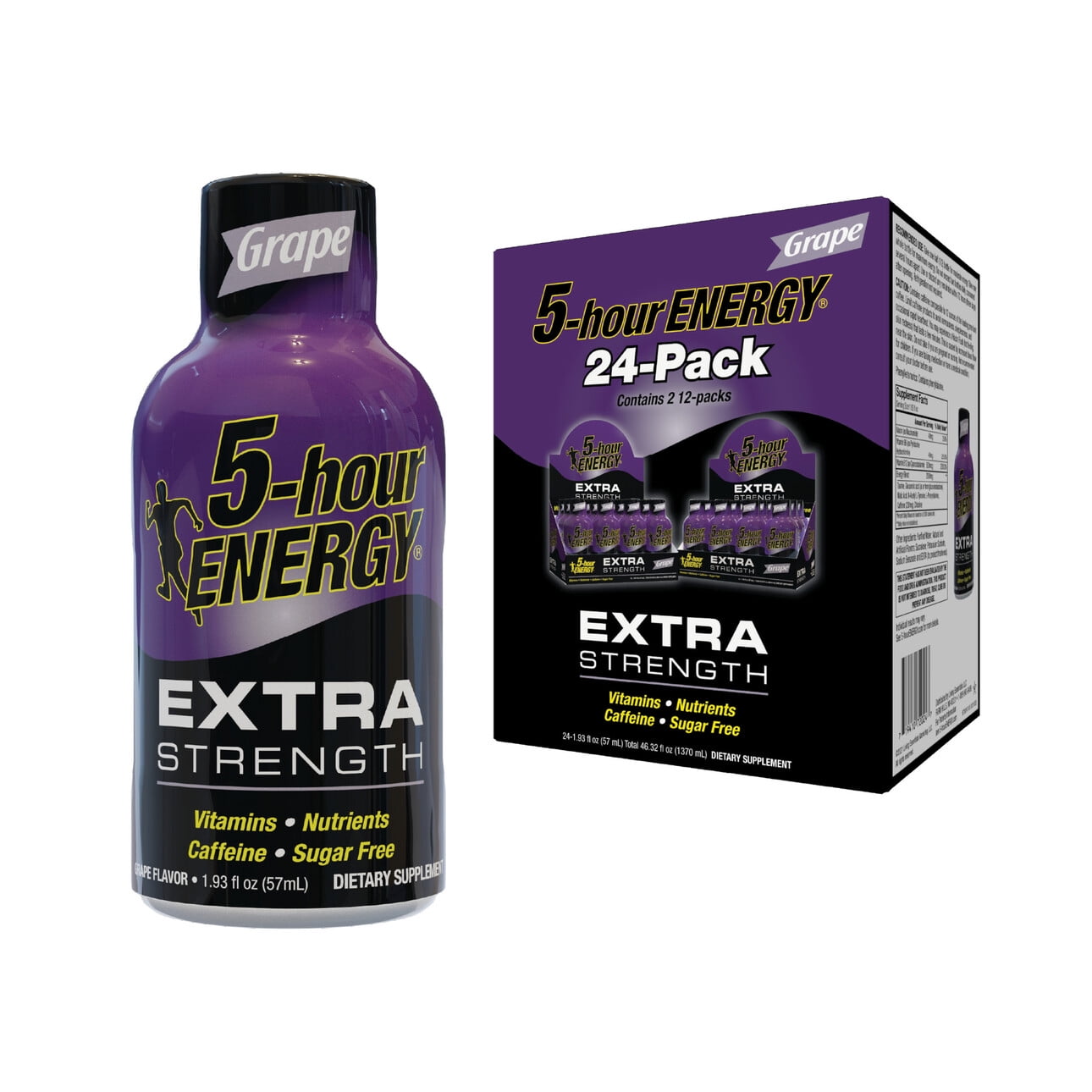 5-hour ENERGY® Shot, Extra Strength, Grape, 1.93 oz, 24 Count - Walmart.com