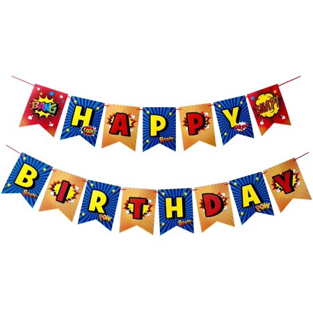 Superhero Birthday Party Supplies,Superhero Happy Birthday Banner（ Pre ...