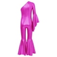Kaerm Kids Girls Shiny Metallic Unitard One Shoulder Flare Sleeve ...