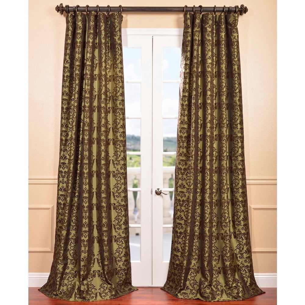 Exclusive Fabrics Firenze Fern Flocked Faux Silk Curtain Panel ...