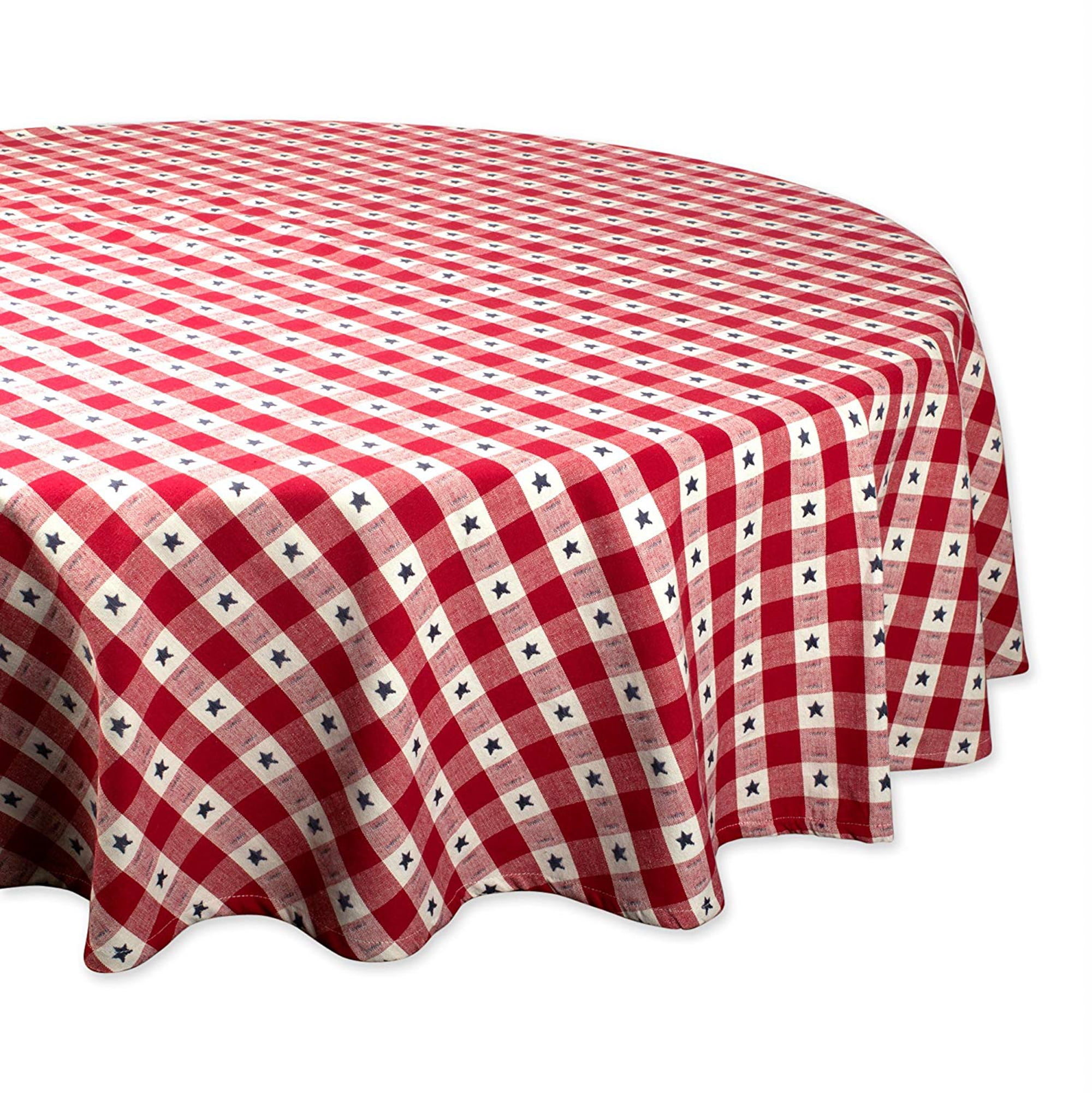 DII Star Check Tablecloth 70" Round, 100% Cotton - Walmart.com