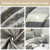 Nanshing Arabesque 8 Piece Damask Jacquard Comforter Set, Silver, Queen ...