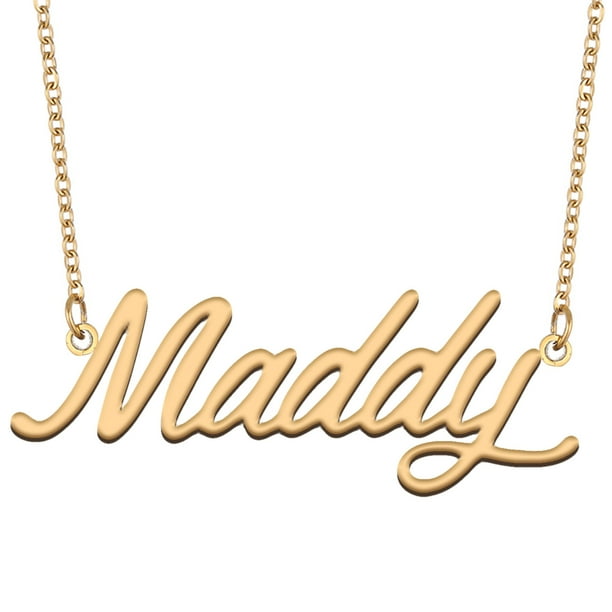 HUAN XUN Gold Maddy Name Letters Necklace Name Tag Necklace Girls ...
