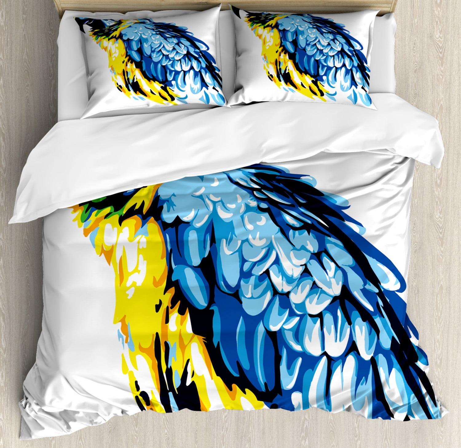 Animal Duvet Cover Set, Painting Style Parrot Profile Exotic Creature ...