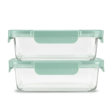 Ello Color Lock 3.4 Cup 2 Pack Glass Meal Prep Containers with Locking ...